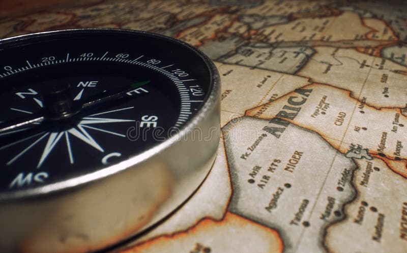 Compass on the Map of Africa. Stock Image - Image of country, world ...