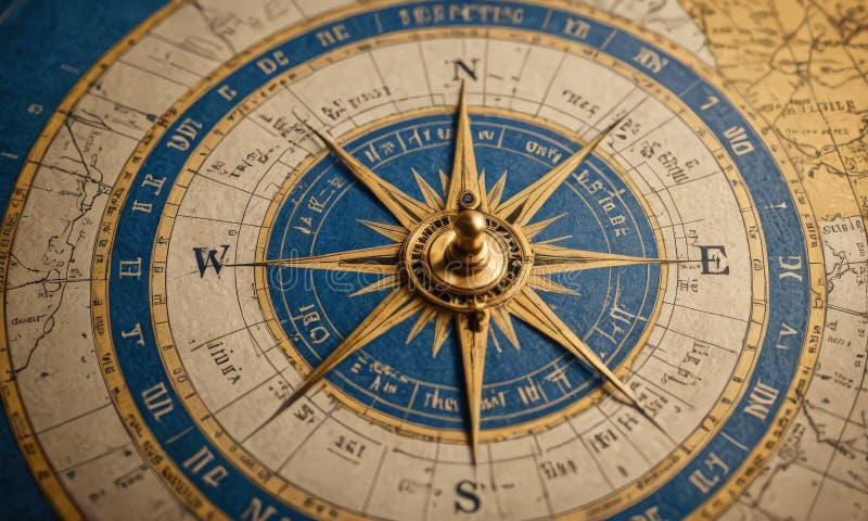 Compass on map stock illustration. Illustration of grungy - 330487104