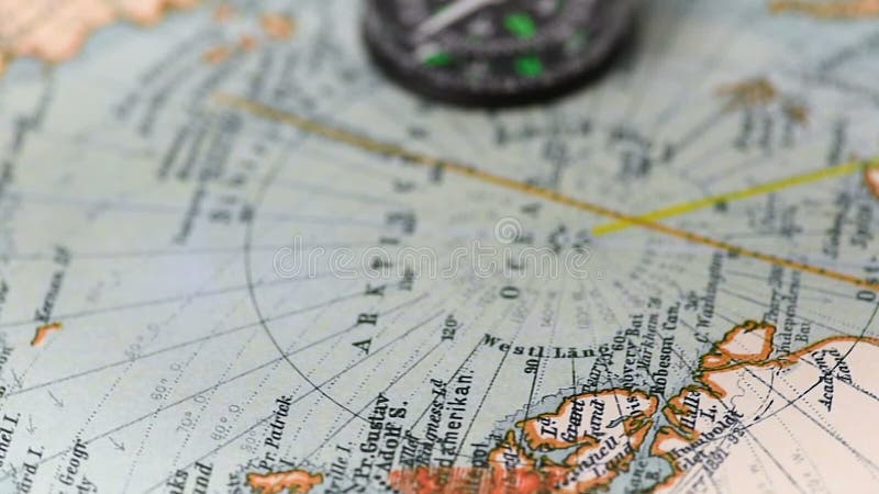 Compass on the map stock video. Video of earth, instrument - 92178605