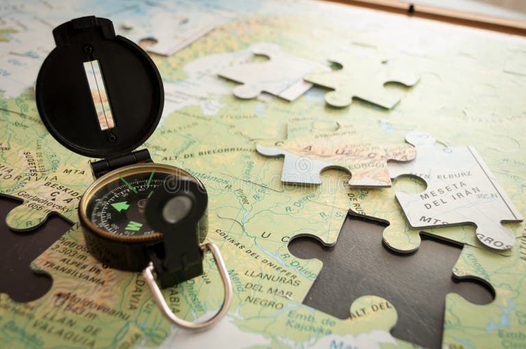 The compass on map stock photo. Image of golden, world - 70231824