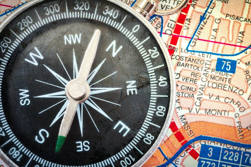 Compass on map stock image. Image of navigation, tool - 90477643