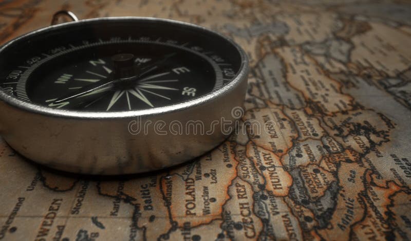 Compass on the Map of Europe. Stock Photo - Image of logistics ...