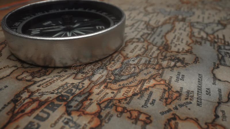 Compass on the Map of Europe. Stock Video - Video of tourist ...