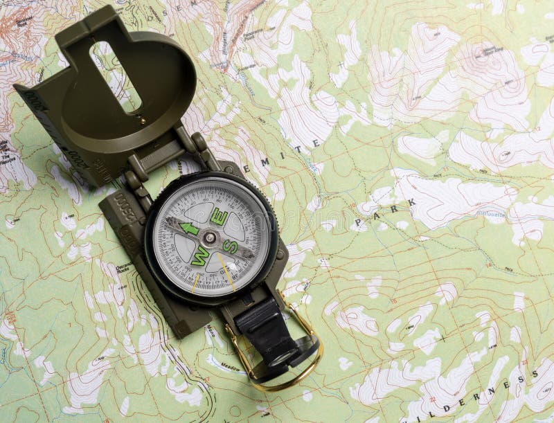 A compass on a map stock image. Image of decorative - 152759113