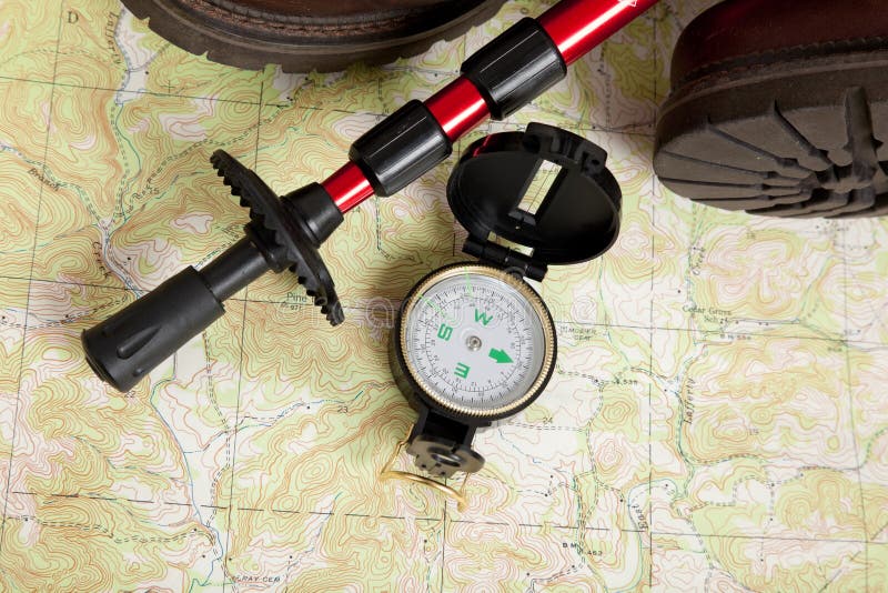 Compass and Map, Macro stock photo. Image of distance, magnet - 290912