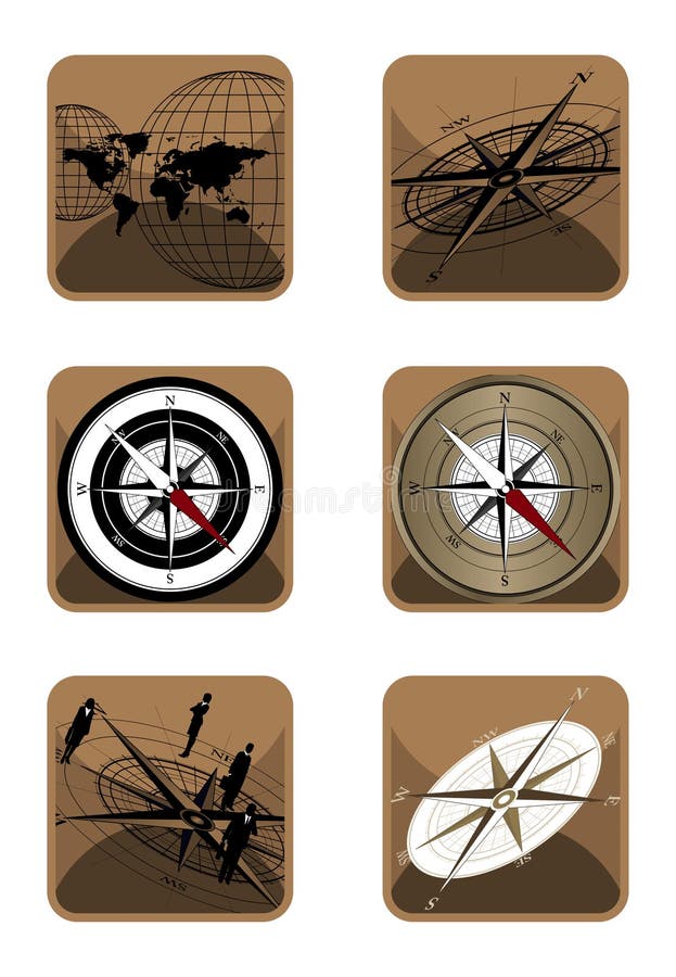 Compass and Map Icons stock vector. Illustration of rose - 11521422
