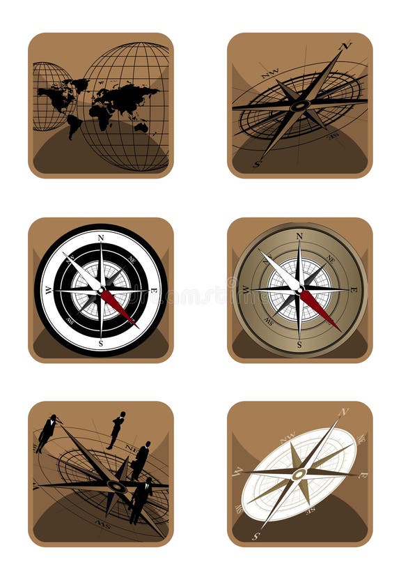 Compass and Map Icons stock vector. Illustration of rose - 11521422