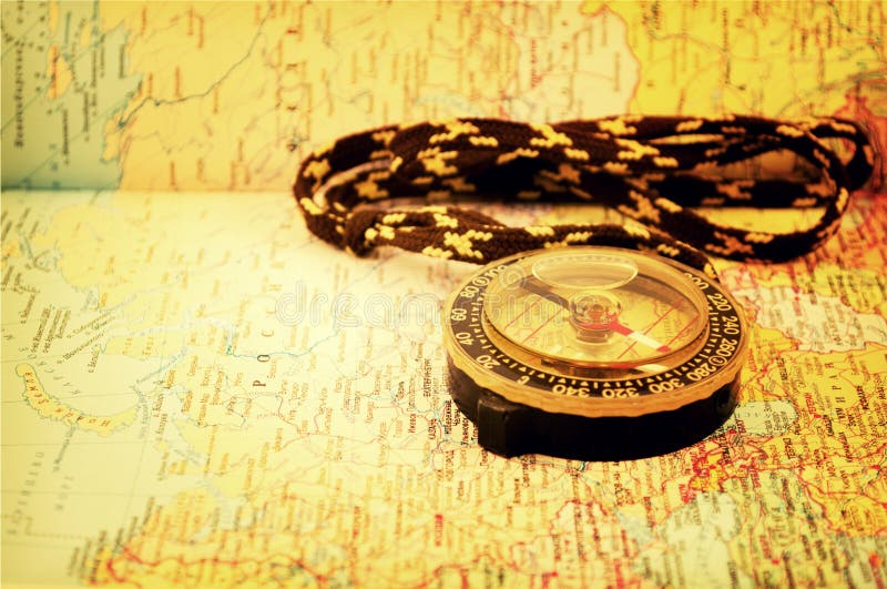 Compass is on the map stock image. Image of topography - 54107411