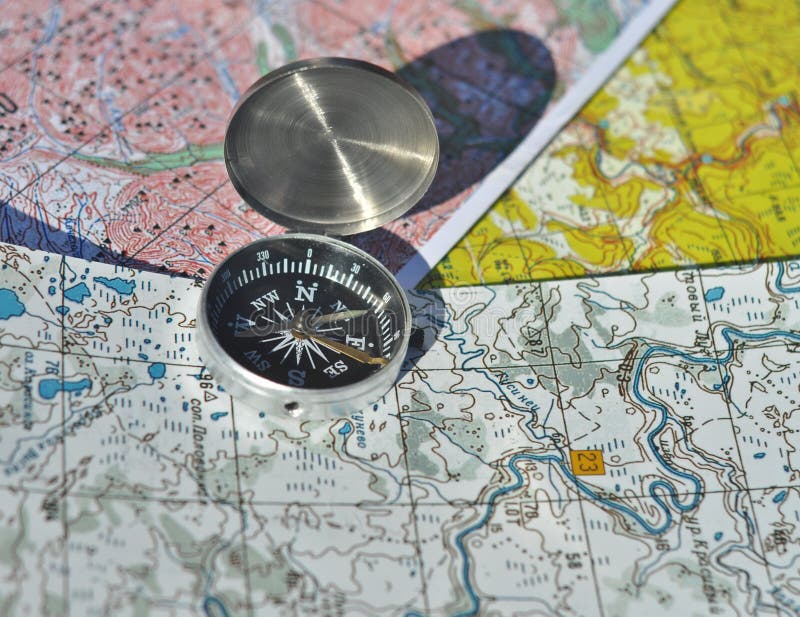 Compass, map. stock photo. Image of leisure, discovery - 47433168