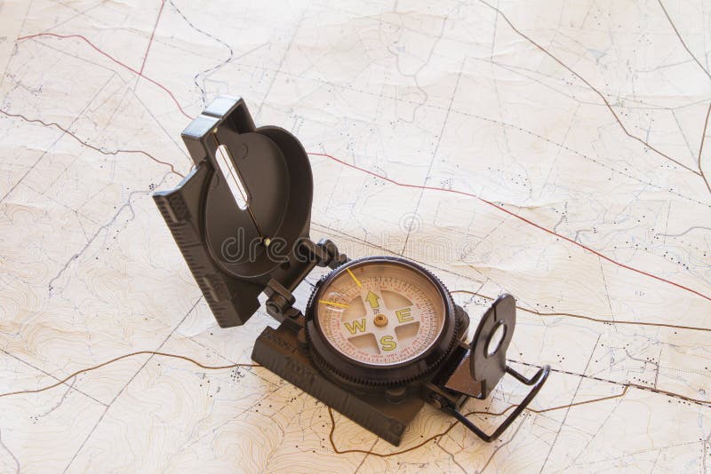 Military Compass On The Map Stock Photo - Image of cartography ...