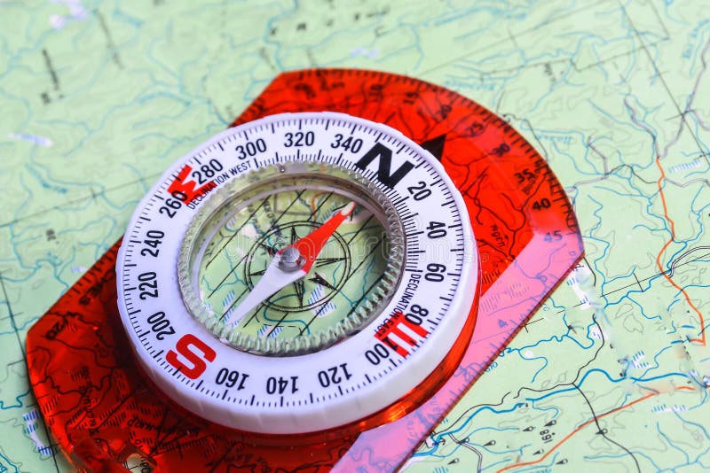 Compass and map stock image. Image of guidance, orienteering - 157018455