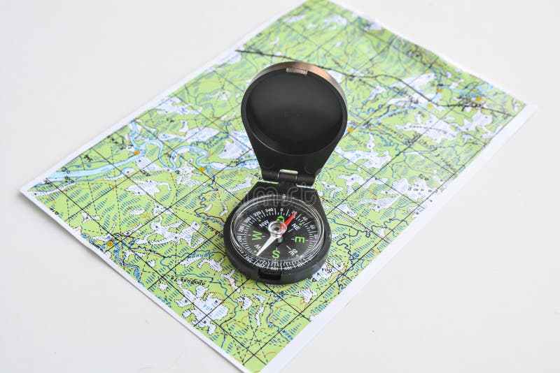 Compass and map stock image. Image of direction, journey - 157018605