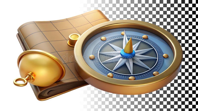Compass and Map, Navigation Tools for Travel and Adventure Png ...