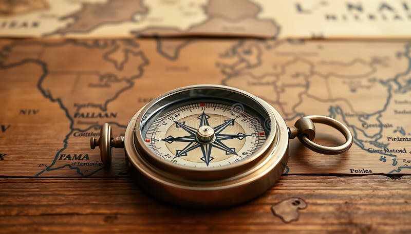 Compass on Map Navigation, Travel Planning, Adventure and Exploration ...
