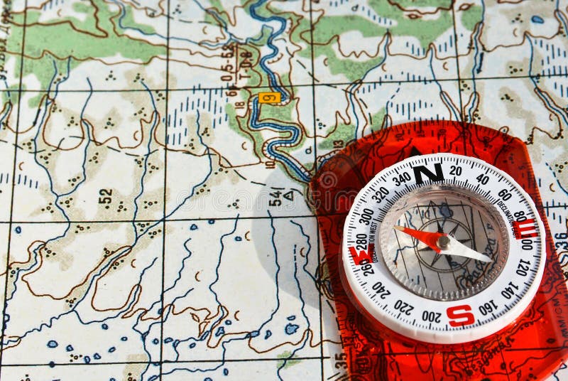 Compass on the map. stock image. Image of ideas, geography - 56419021