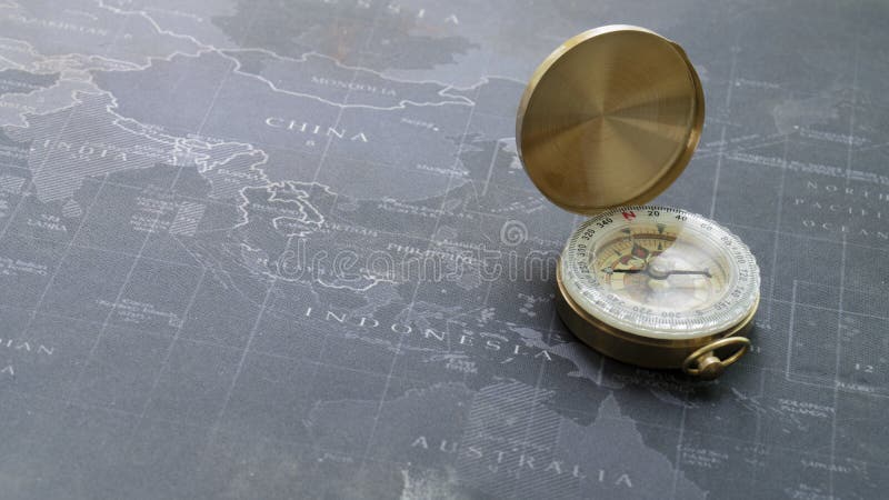 Compass on Map. Map Reading and Land Navigation Concept Stock Image ...