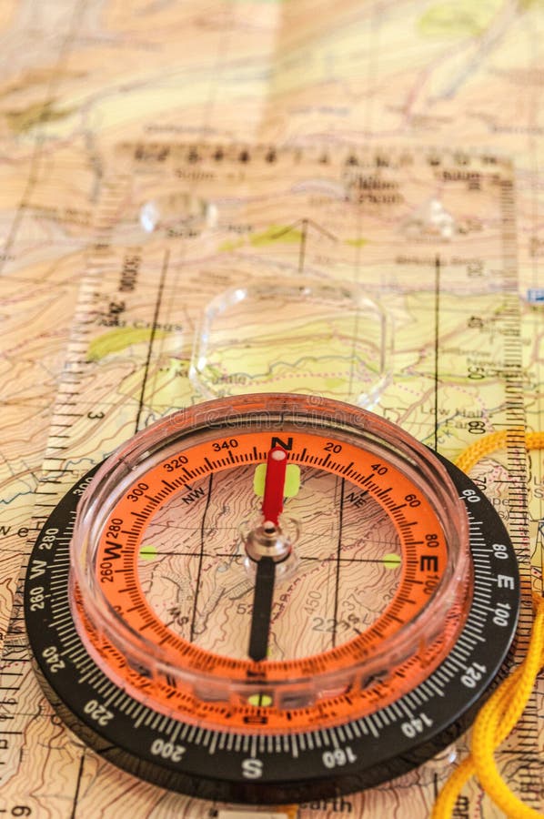 Compass on Map stock photo. Image of confusion, direction - 41970390