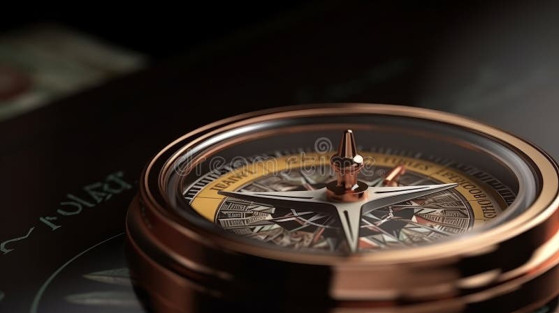 A Compass on a Map, Showing Directions and Orientation. Generative Ai ...