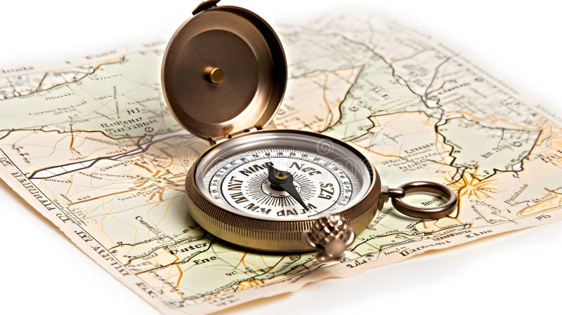 Compass and Map a Simple yet Essential Arrangement Stock Illustration ...