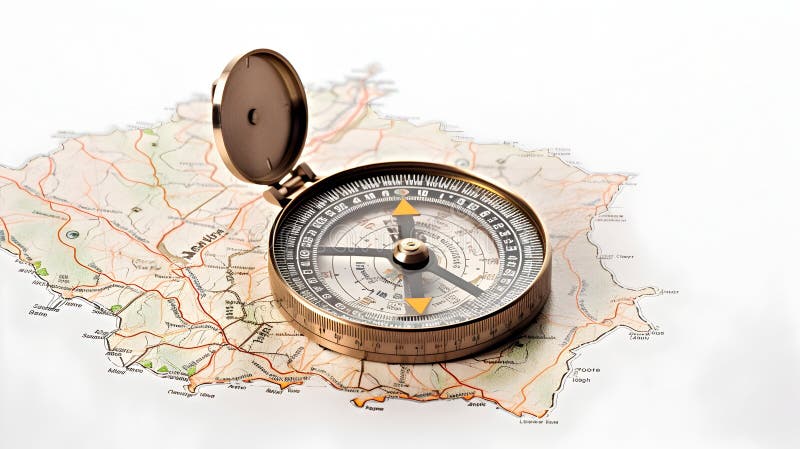 Compass and Map a Simple yet Essential Arrangement Stock Illustration ...