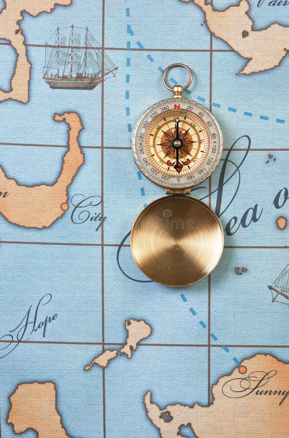 Compass on map stock photo. Image of plan, hiking, guidance - 157116392