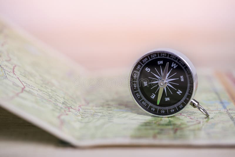 Compass on Map. Travel and Adventure Concept. Stock Photo - Image of ...