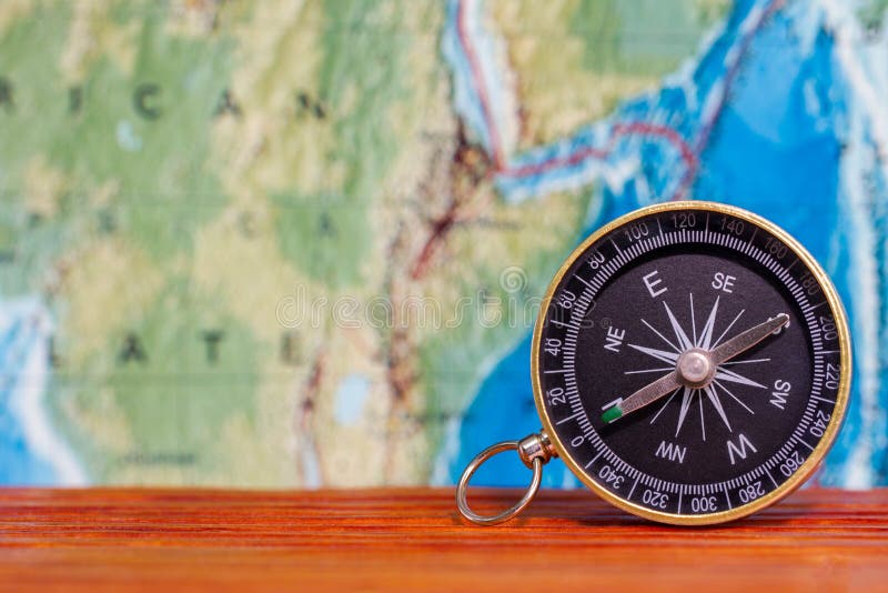 Compass on the map stock photo. Image of angle, discovery - 164604698