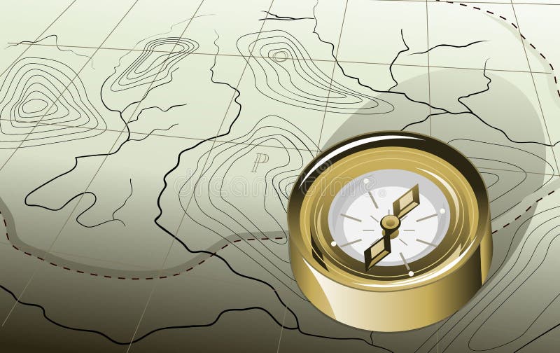 Compass and map stock vector. Illustration of navigate - 72405921