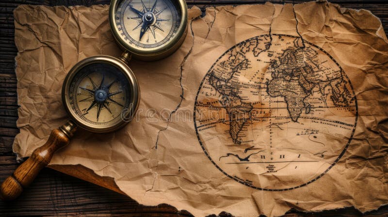 A compass and a stock image. Image of nautical, adventure - 316191213