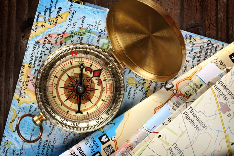 Compass and maps stock photo. Image of tourism, discovery - 80895800