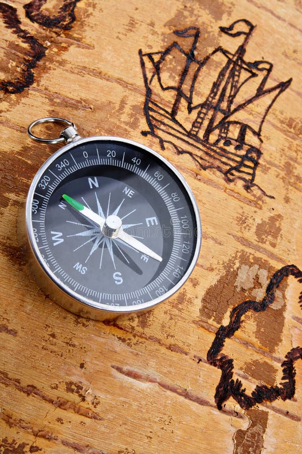 Compass on marine chart stock photo. Image of mainland - 25844586