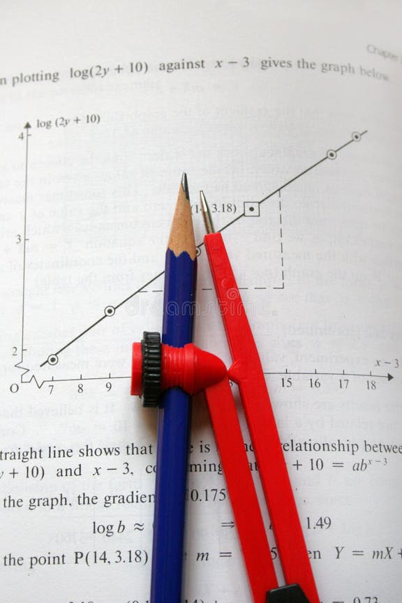 Compass on maths book stock photo. Image of plastic, lead - 7544300