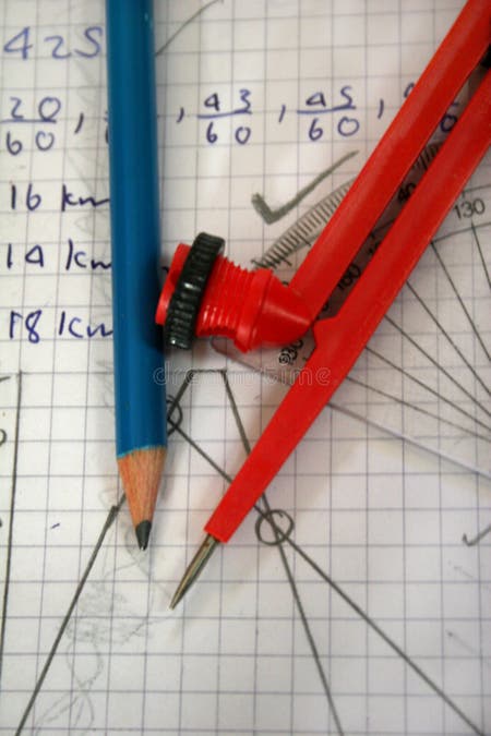 Compass on maths book stock image. Image of math, pencil - 7561051