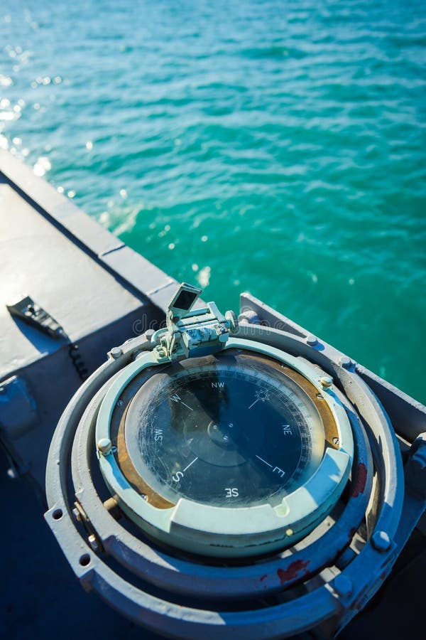 Compass on a Military Ship Sailing on the Sea Stock Photo - Image of ...