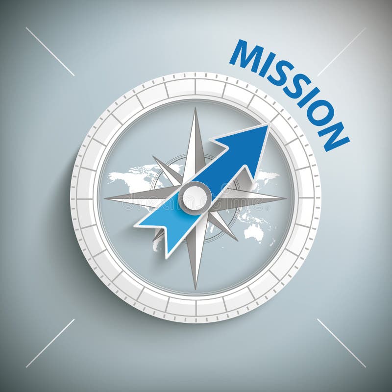 Compass with mission word stock illustration. Illustration of goal ...