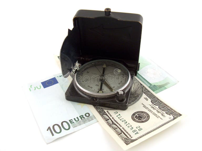 Compass on money stock photo. Image of dollar, money, currency - 114336