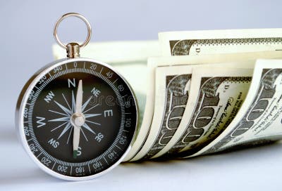 Compass and money stock image. Image of data, forward - 26168665
