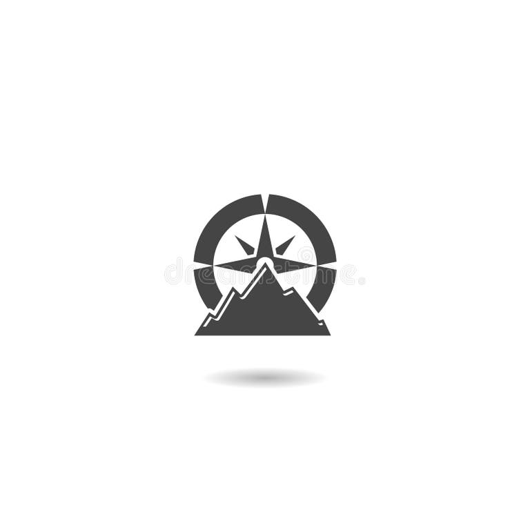 Compass and Mount Icon with Shadow Stock Vector - Illustration of ...