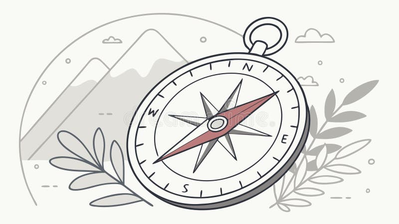 Compass in Mountain Landscape for Adventure and Direction, Vector ...