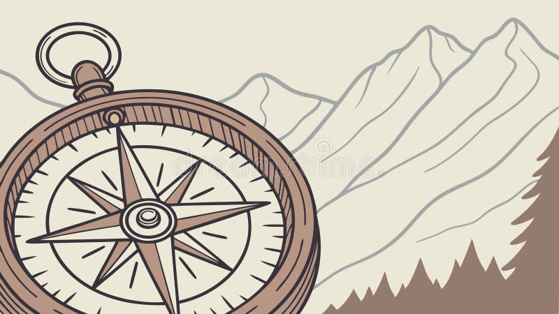 Compass and Mountain Landscape, Adventure Exploration, Vector Design ...