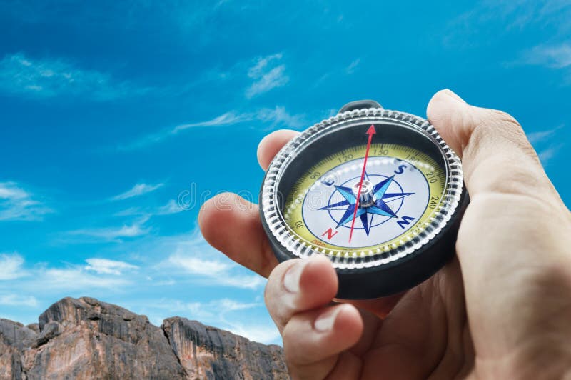 Compass in mountains stock image. Image of hiking, road - 83713267