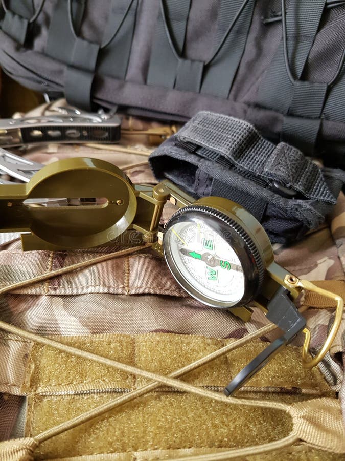 Compass and Multitool are in the Backpack Stock Image - Image of ...