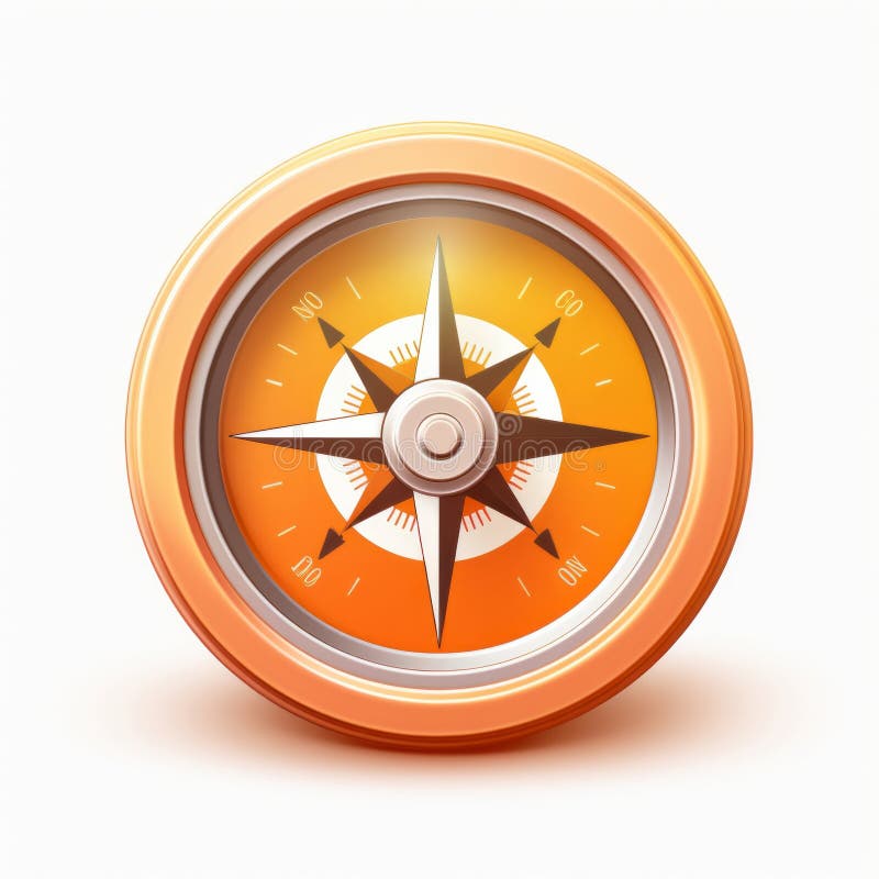 Compass Nautical Chart Map Navigator Web Icon Orange Gradient White ...