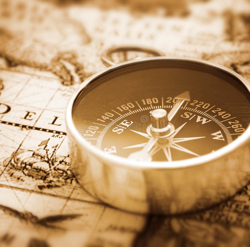 Compass on nautical map stock image. Image of exploring - 17034845