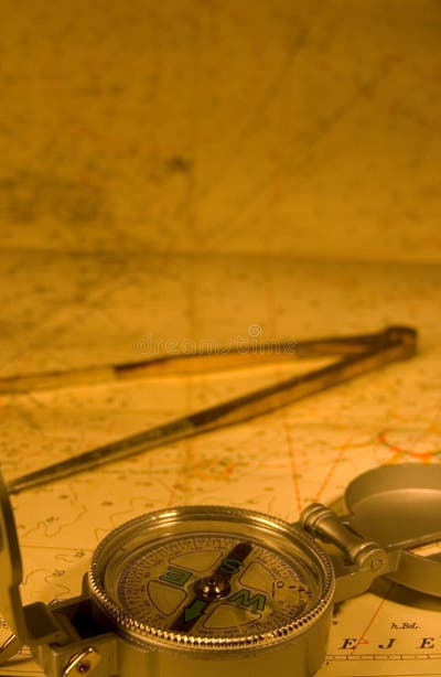 Compass and nautical map stock photo. Image of ocean, waypoint - 246798