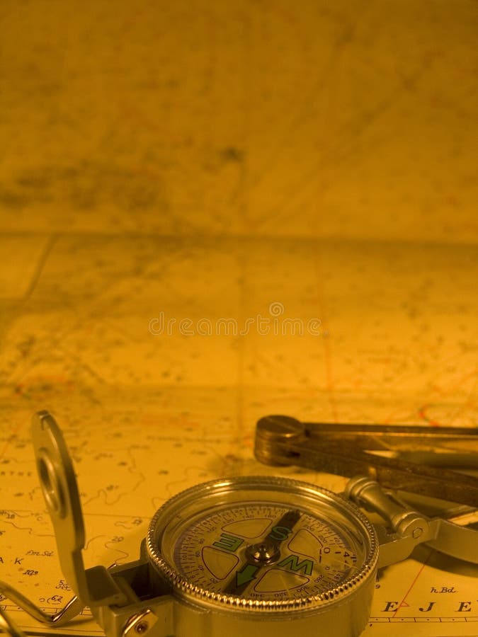 Compass and nautical map stock image. Image of ocean, navigation - 246803
