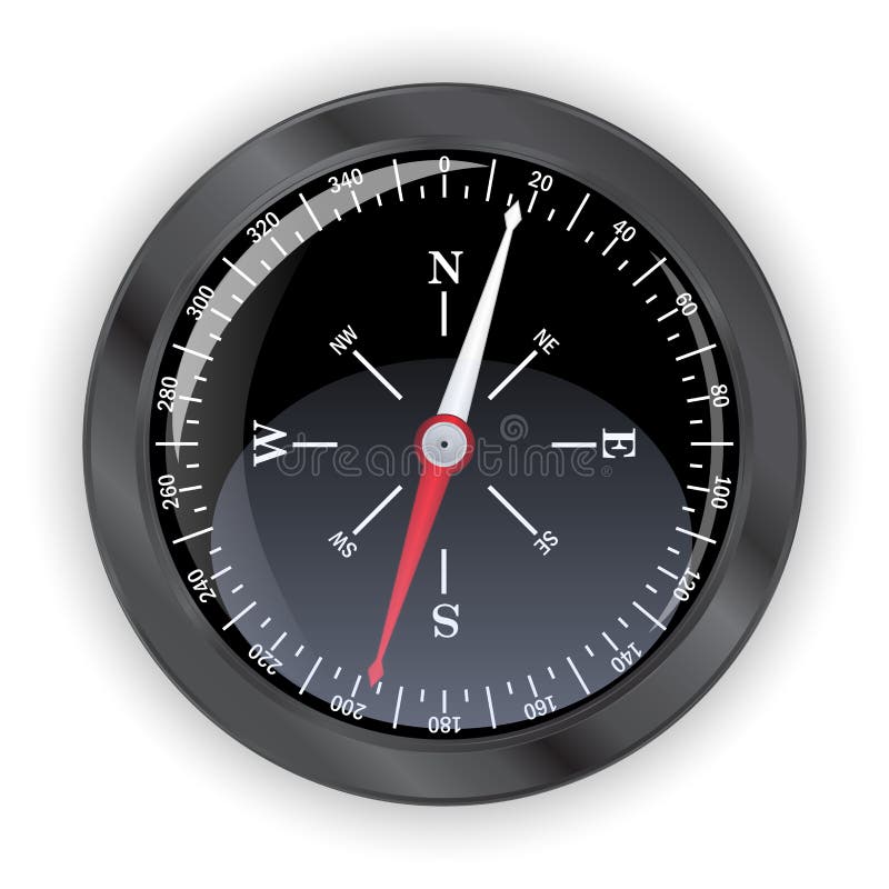 Navigational Compass in Retro Style. Flat Drawing Stock Vector ...