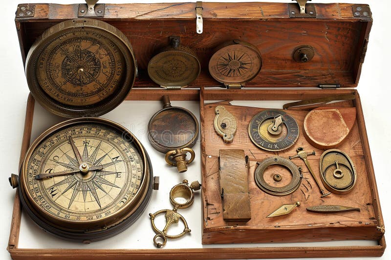 Compass and Navigational Instruments Stock Illustration - Illustration ...