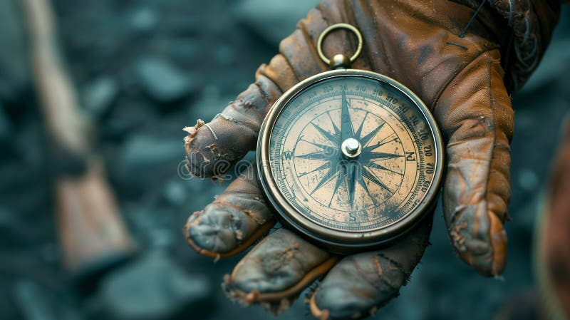Compass Needle is Firmly Held in the Explorer S Hand Stock Illustration ...