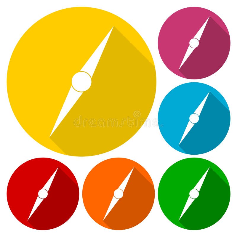 Compass Needle Icon with Long Shadow Stock Vector - Illustration of ...